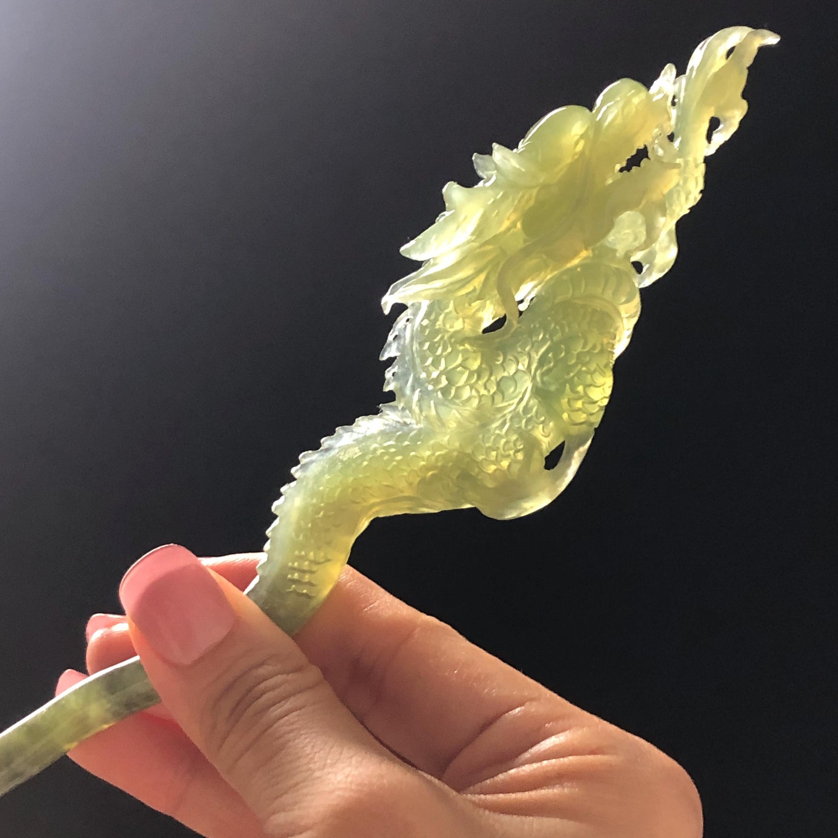 Xiu Jade Serpentine Green Dragon Hand Carved Hair Pin – ROCK with YOU ...